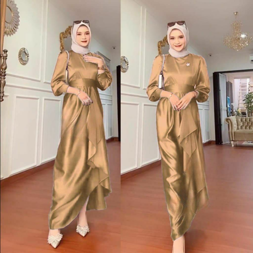 Jual Siane Gamis Satin Silk Dress Kondangan Lengan Balon Terbaru ...