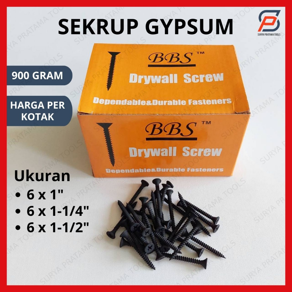 Jual Sekrup Gypsum Baja Baut Skrup Gipsum Kayu Drywall Screw 900 Gram 1 Kotak | Shopee Indonesia