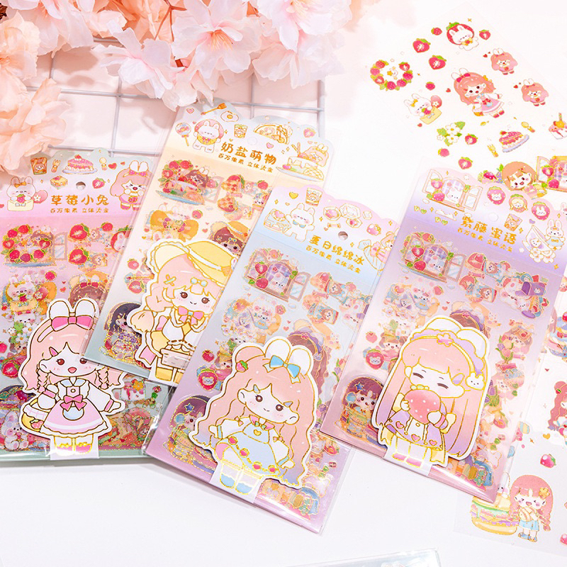 Jual Sticker Cute Korean Girl ( 1 Pack isi 4 Lembar ) / Sticker viral ...