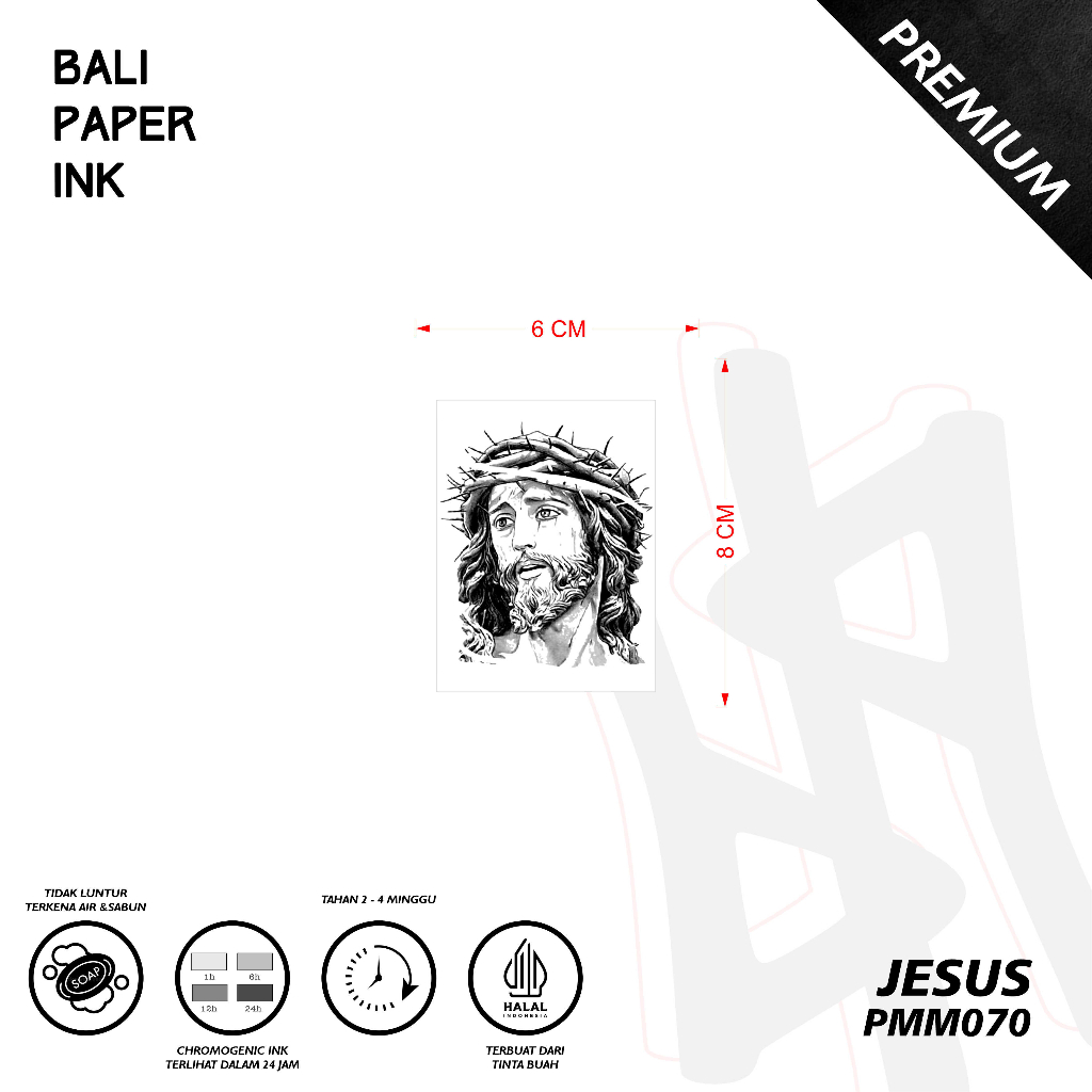 Jual Bali Paper Ink PMM070 Jesus Fruit Ink Tatto Temporary Premium Tato ...