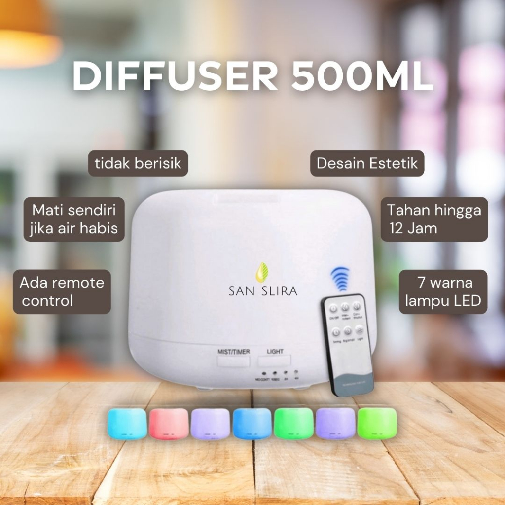 Jual San Slira Diffuser Humidifier 500ML + Remote Night Lamp Lampu ...