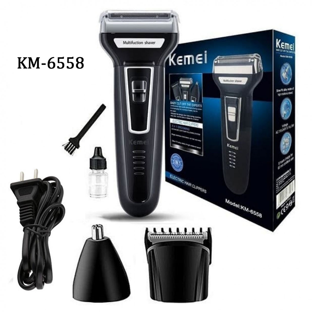 Jual COD Kemei 6558 Hair Clipper Shaver Trimmer Wireless 3 in 1 Alat ...
