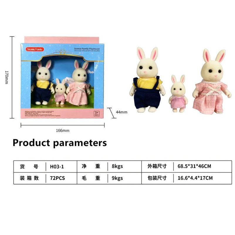 Jual Mini Doll Family Rabbit Bear Mouse Panda Koala Figure Mainan ...