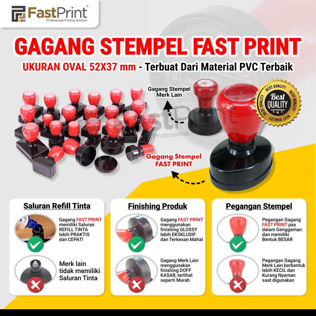 Jual 52X37 - Fast Print Gagang Stempel Flash Model Oval Ukuran 52X37 MM ...