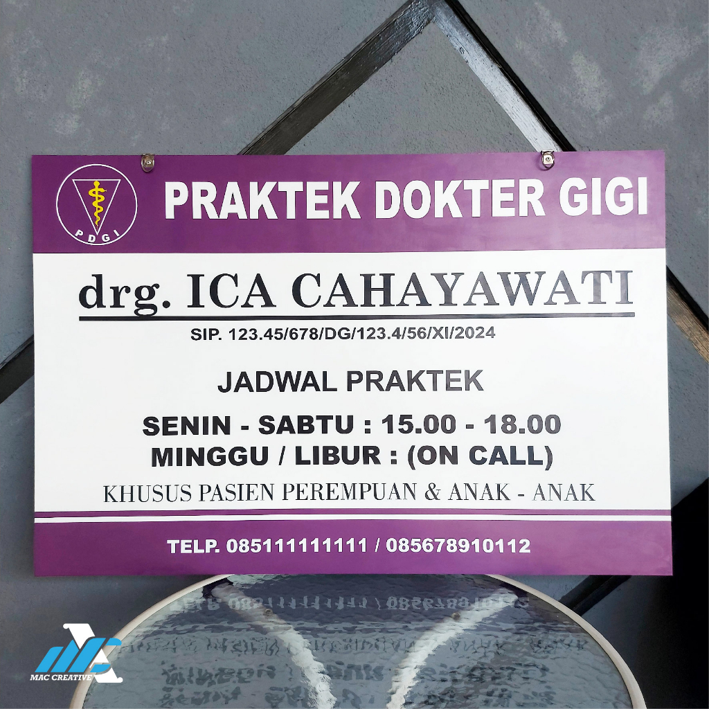 Jual Plang Akrilik Custom - Papan Praktek Apoteker, Dokter, Bidan ...