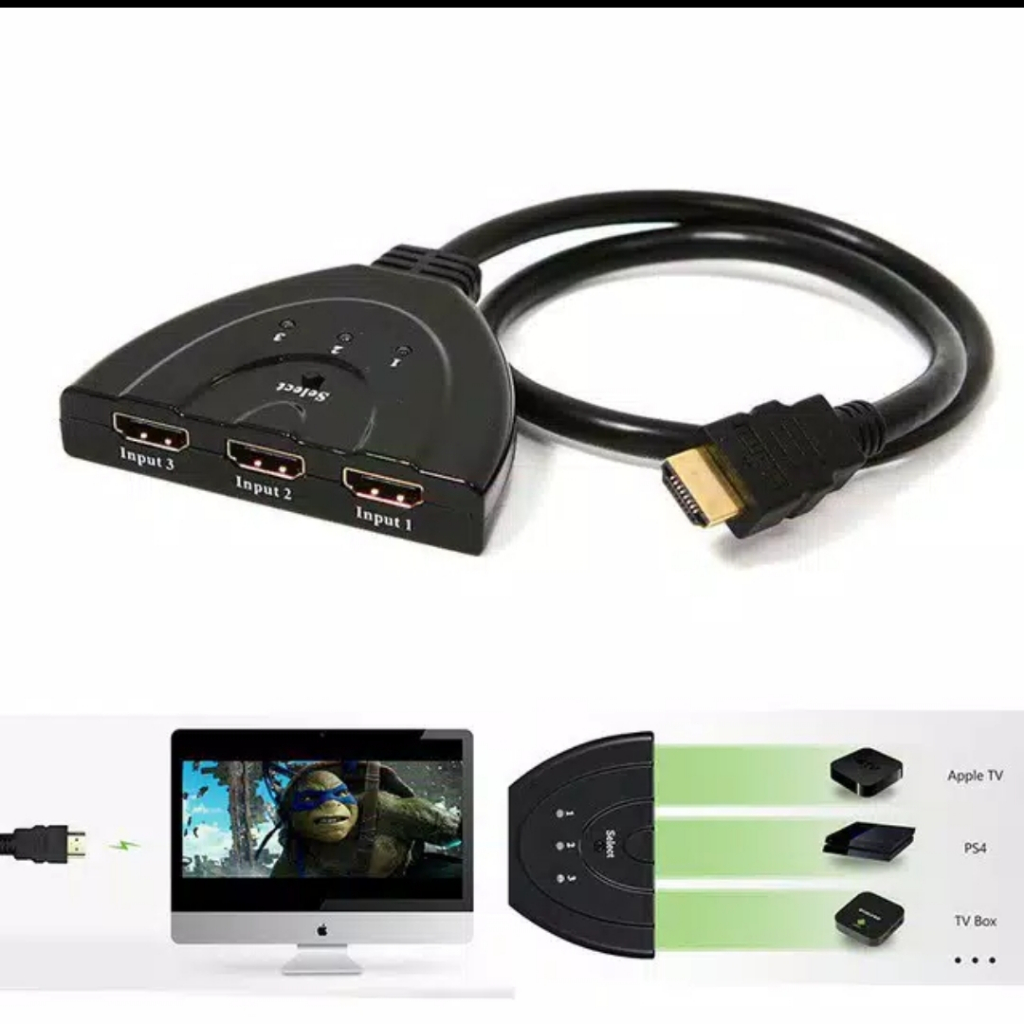 Jual HDMI SWITCH 3 PORT 3 INPUT 1 OUTPUT / HDMI SWITCHER KABEL 3 PORT ...