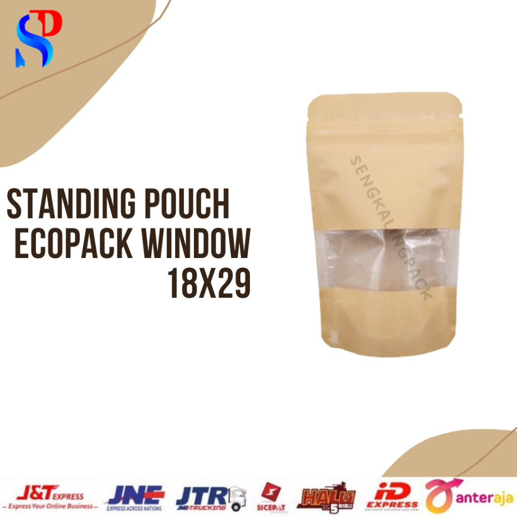 Jual STANDING POUCH ECOPACK WINDOW PAPER WINDOW FOIL 18x29cm|1100gr ...