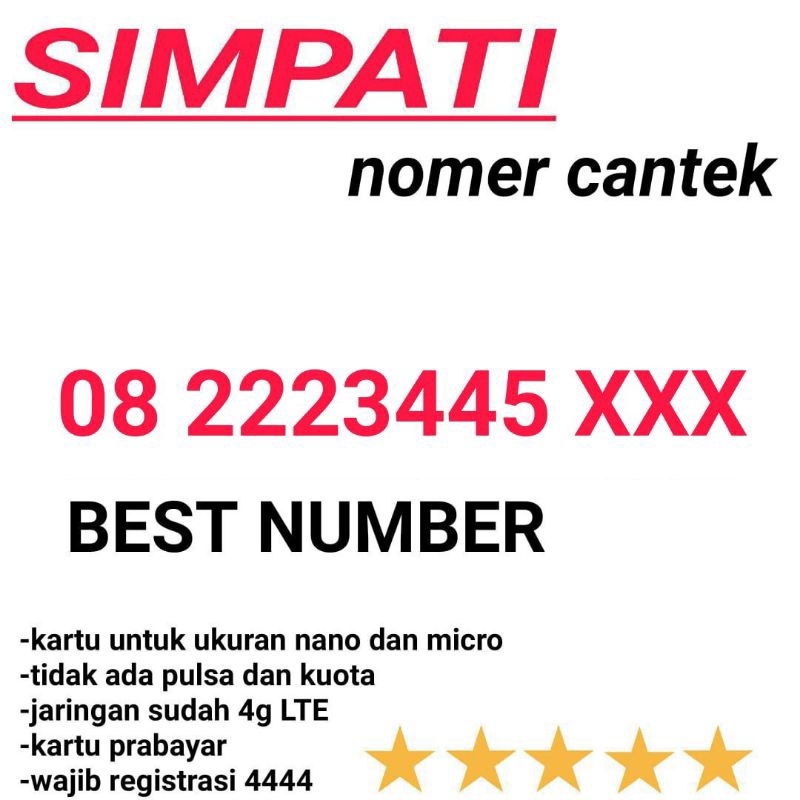 Jual kartu perdana NOMOR CANTIK telkomsel simpati 4g versi15 | Shopee Indonesia