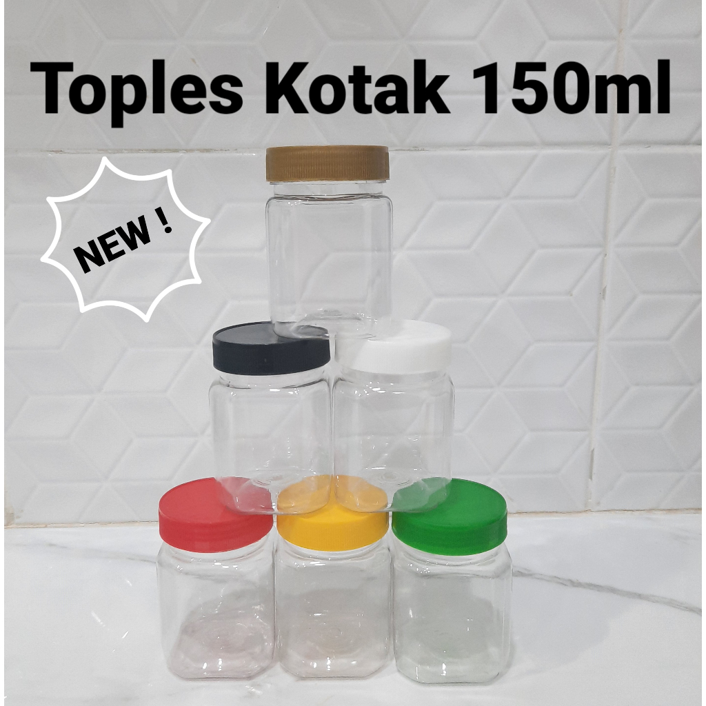 Jual Toples KOTAK 150ml + Sumpal | Toples 150ml PET | Shopee Indonesia