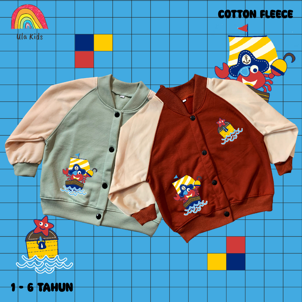 Jual Varsity Jacket Baseball Anak Ula Kids 1 - 6 Tahun Sailor Crab ...