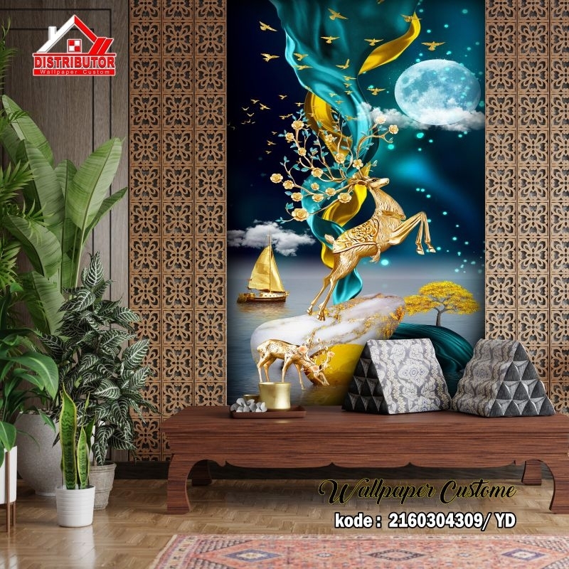 Jual jual wallpaper dinding custom 3d rusa / animals / panorama ...