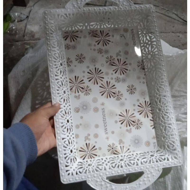 Jual Tray persegi panjang halus motif serving dish persegi panjang alas ...