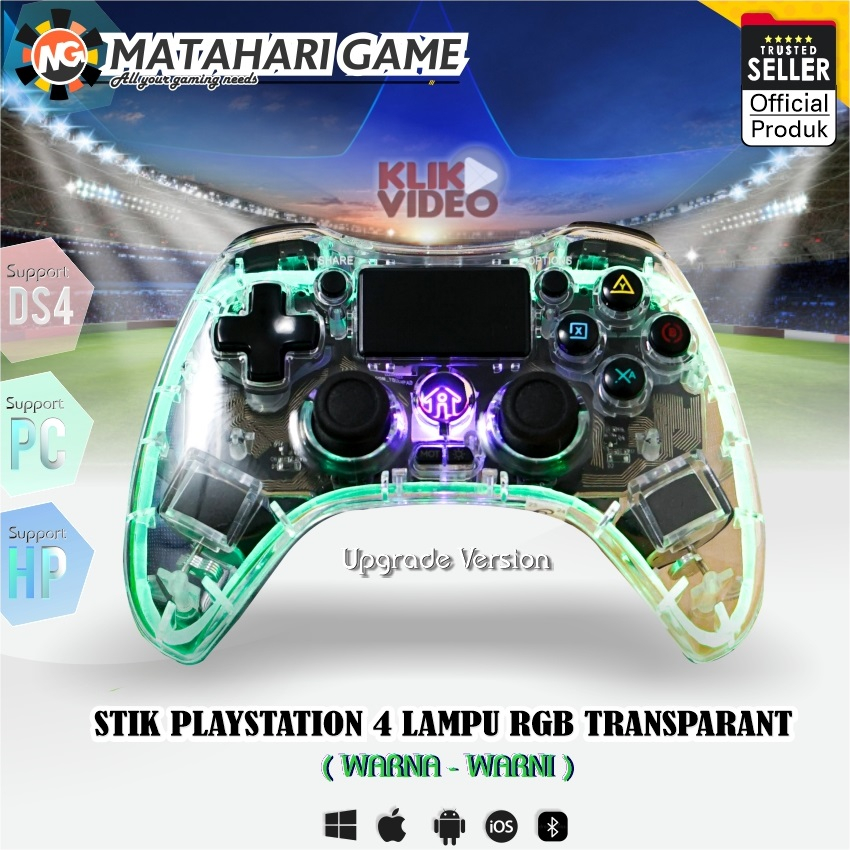 Jual 【NEW MODEL】Stick Stik PS4 DS4 DualShock Wireless Transparant RGB ...