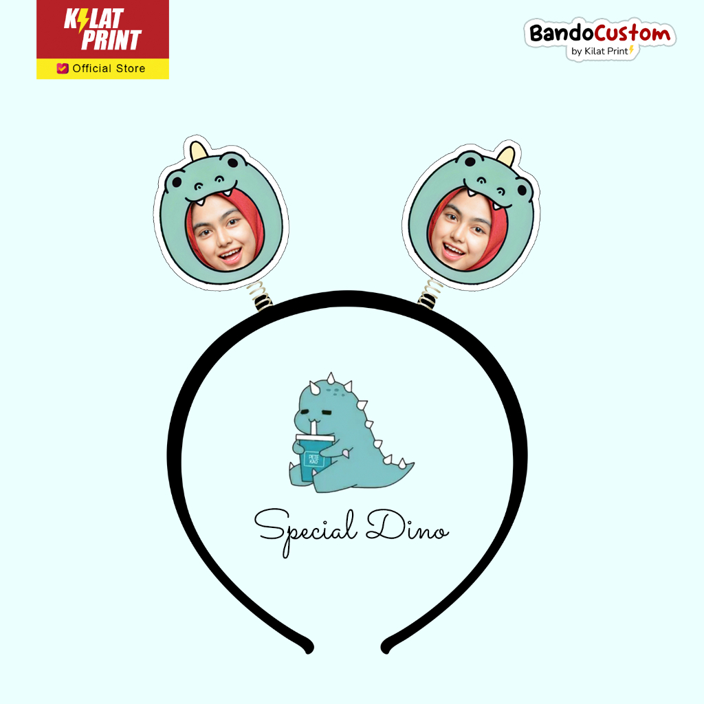 Jual Custom Bando Muka Per Tuing Wisuda Ulang Tahun Happy Birthday Dino ...