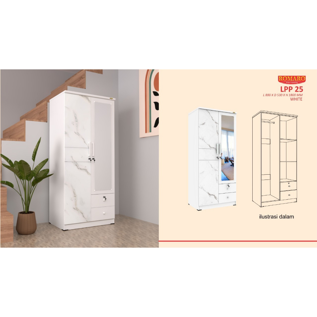 Jual LEMARI PAKAIAN PINTU 2 LPP 25 PUTIH | Shopee Indonesia