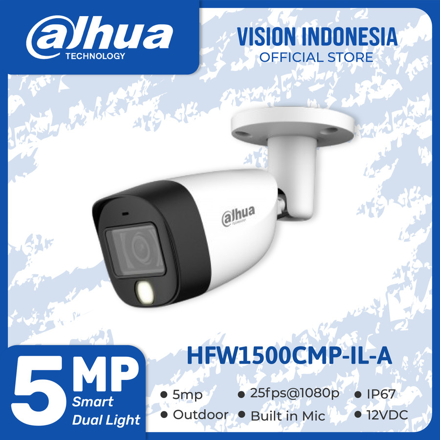 Jual DAHUA HFW1500CMP-IL-A 5MP Smart Dual Light Semi Colorvu + Audio ...