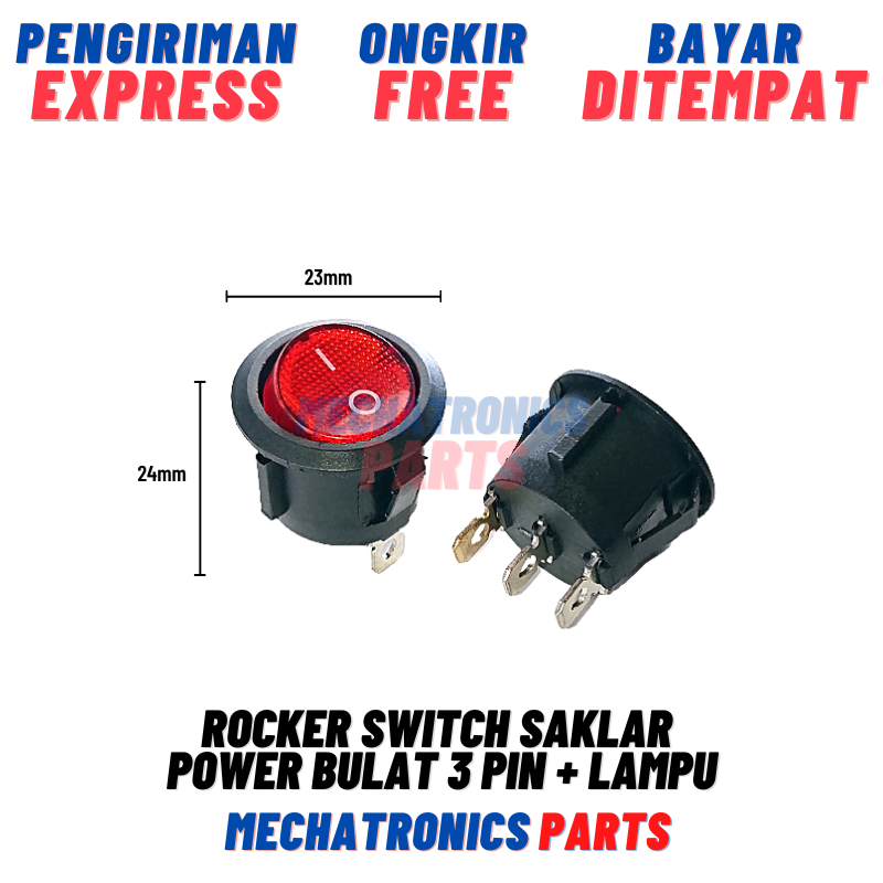 Jual ROCKER SWITCH SAKLAR POWER BULAT 3 PIN + LAMPU | Shopee Indonesia