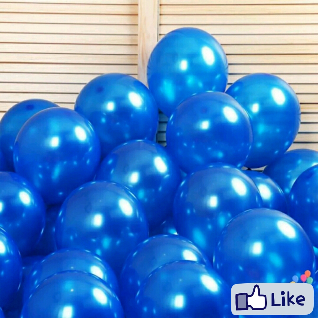 Jual {isi 30 pcs} MIX Balon metalik BIRU TUA BIRU MUDA PUTIH / Balon ...