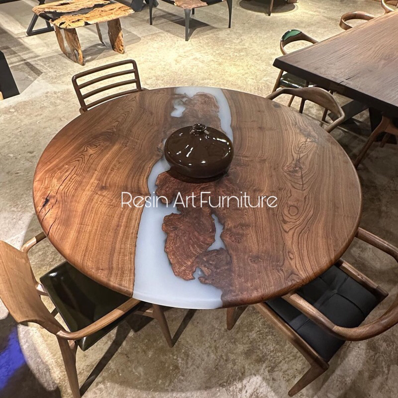 Jual MEJA RESIN BUNDAR / MEJA MAKAN TREMBESI RESIN BUNDAR 90x75 CM ...