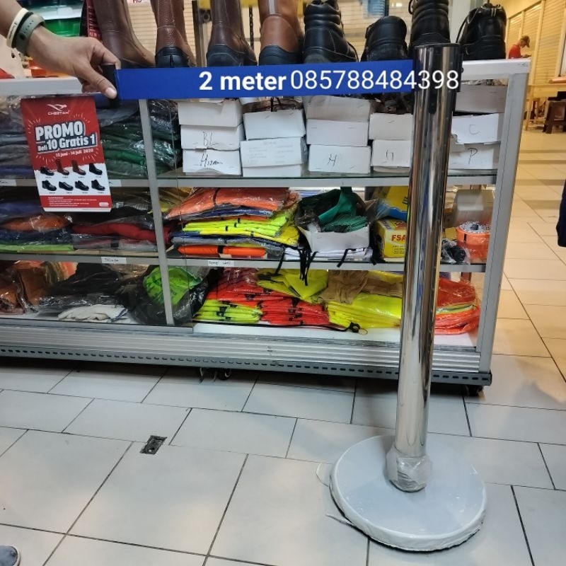 Jual Tiang Antrian Pembatas Stainless / tiang pembatas antrian | Shopee ...
