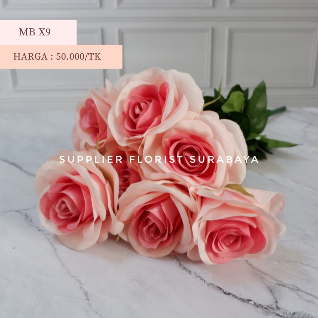 Jual [9 KEPALA] MB MAWAR X9 BUNGA PALSU MAWAR HOLLAND PREMIUM ...