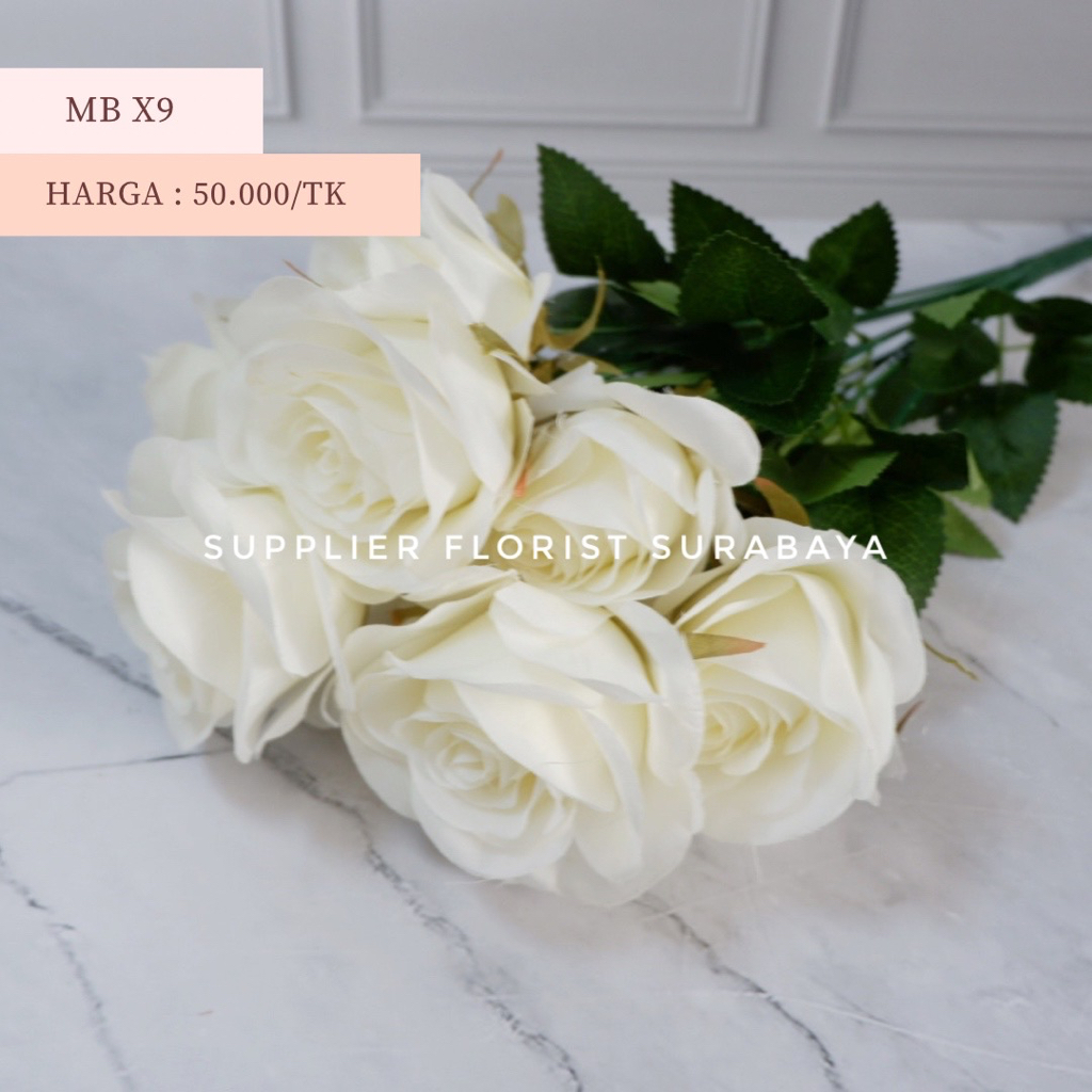 Jual [9 KEPALA] MB MAWAR X9 BUNGA PALSU MAWAR HOLLAND PREMIUM ...