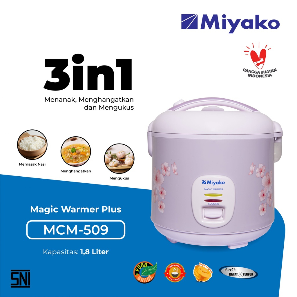 Jual MIYAKO MCM-509 Magicom Rice Cooker Magic Com 3in1 - 1.8 Liter ...