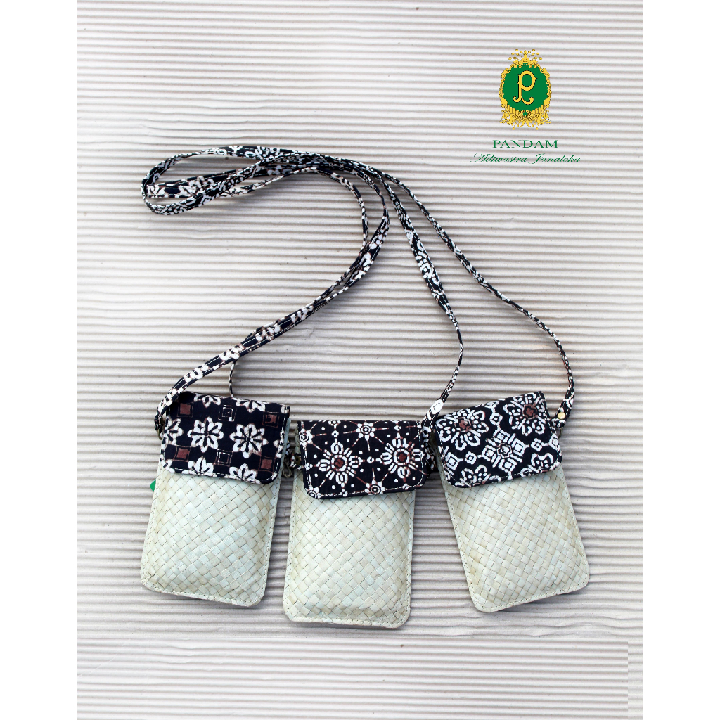 Jual GAIA Handphone Pouch With Sling || Pouch Anyaman Pandan Mix Batik ...