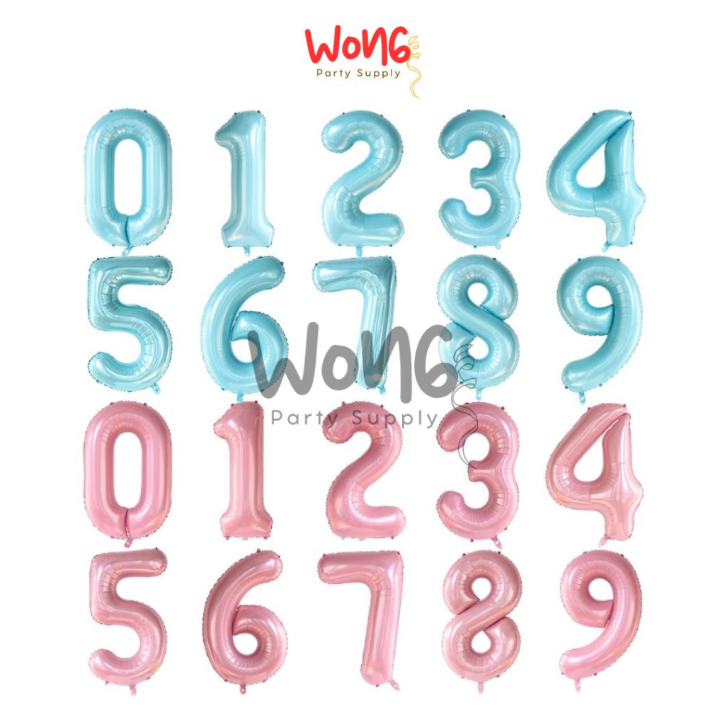 Jual Balon Foil Angka Baby Pink 80cm 32inch / Foil Angka Baby Blue 80cm ...