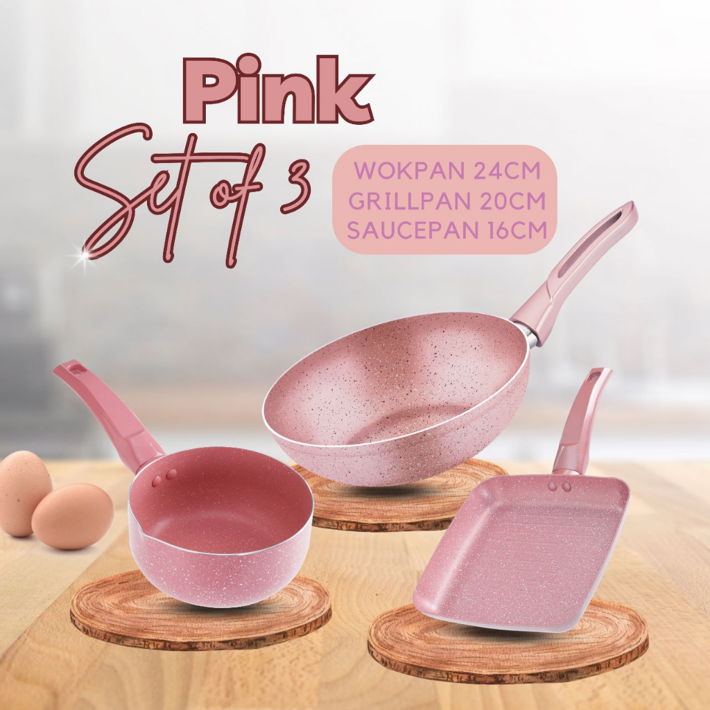 Jual Pero Set of 3 Wokpan 24cm, Grill Pan 20cm, Saucepan 16cm / Wajan ...