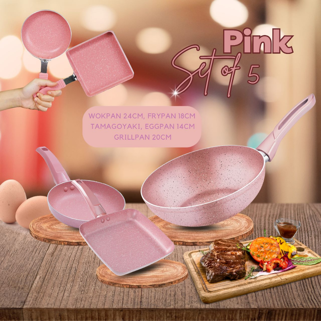 Jual Pero Set of 5 Wokpan 24cm, Mini Egg Pan 14cm, Tamagoyaki Pan 15cm, Grill Pan 20cm, Frypan ...