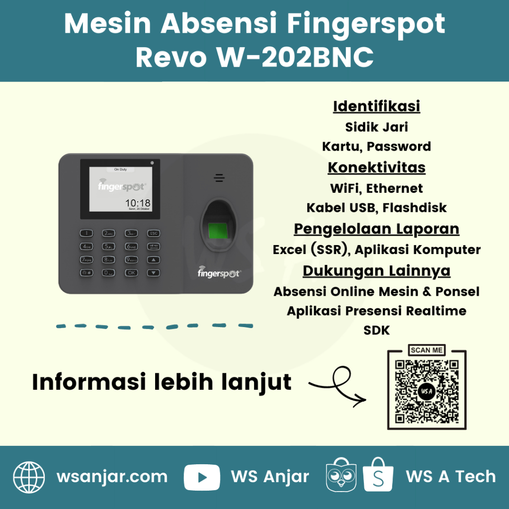 Jual Mesin Absensi Sidik Jari (Fingerprint), Kartu RFID, Password, WiFi ...