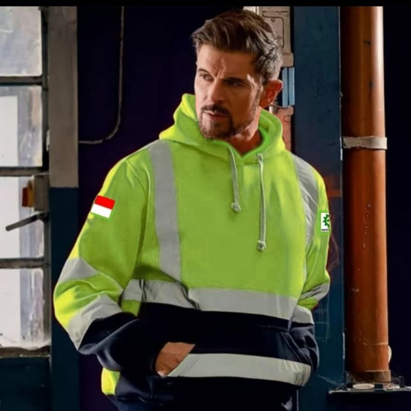 Jual Jaket Jamper Sweater Hoodie Safety Hi-Vis Reflective 3M Scothlite ...