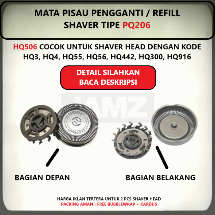 Jual Original Refill Pisau philips PQ206 HQ56 HQ3 HQ4 HQ55 HQ506 Shaver Head Replacement ...