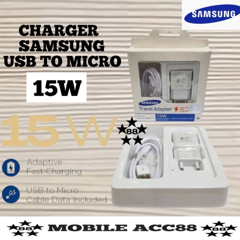 Jual CHARGER SAMSUNG FAST CHARGING MICRO USB 15W ADAPTOR DAN KABEL ...