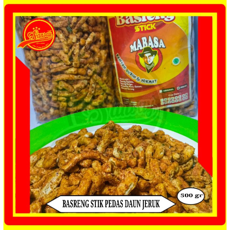 Jual Aneka cemilan makanan ringan Basreng stik pedas dau jeruk 500gr ...