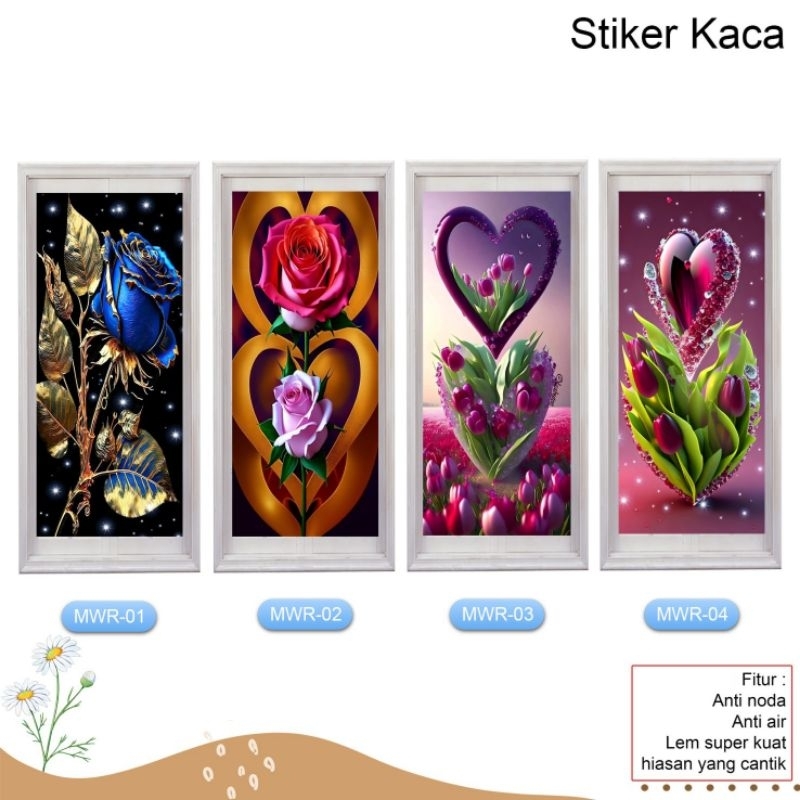 Jual Stiker kaca / sticker kaca motif bunga mawar | Shopee Indonesia