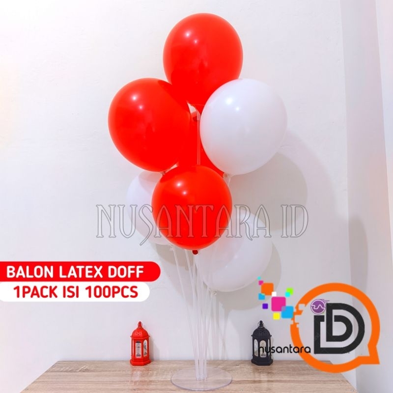 Jual Balon latex DOFF MERAH PUTIH 1 PACK ISI 100 / Balon DIRGAHAYU RI ...