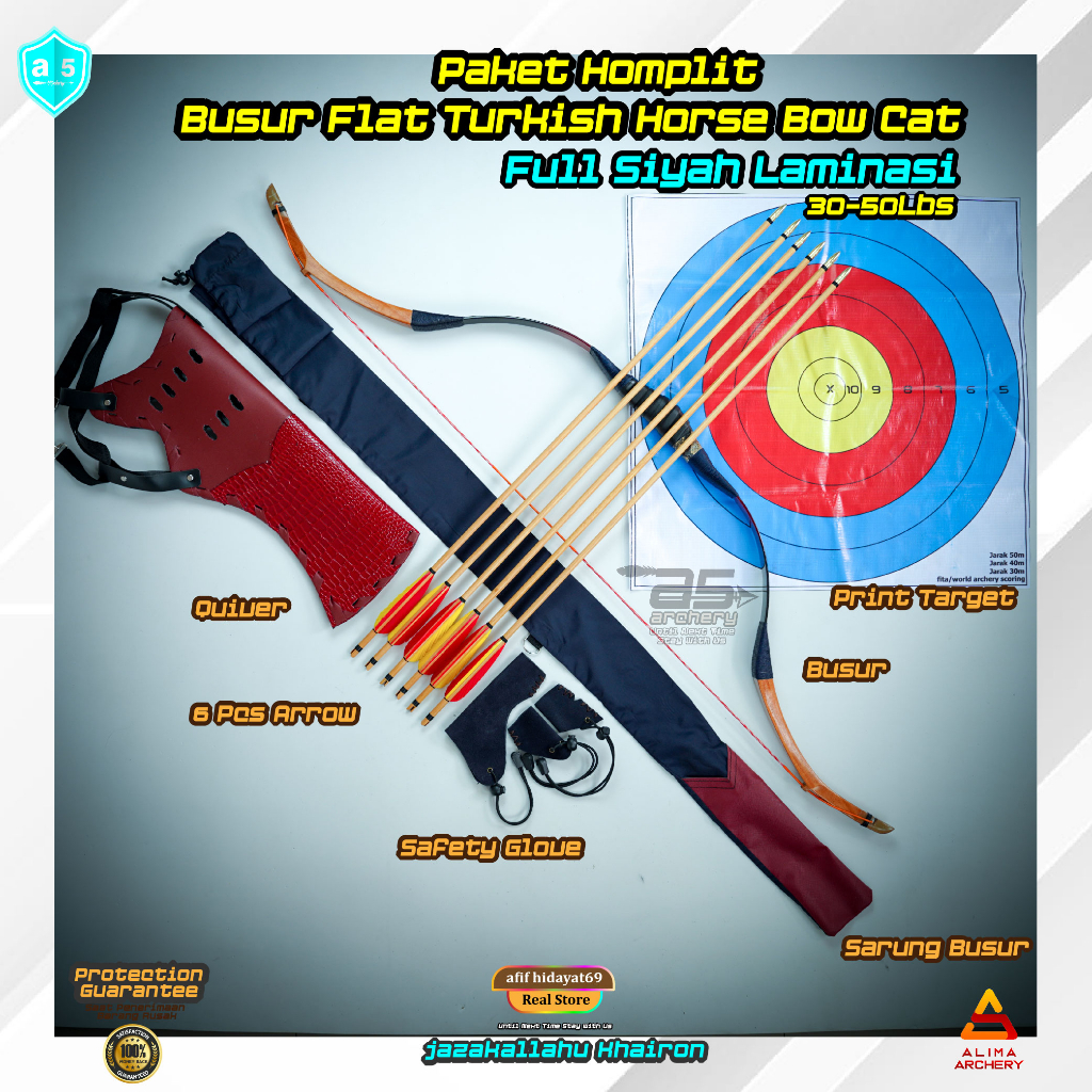 Jual Paket Komplit Busur Flat Turkish Horse Bow Cat Full Laminasi Siyah ...