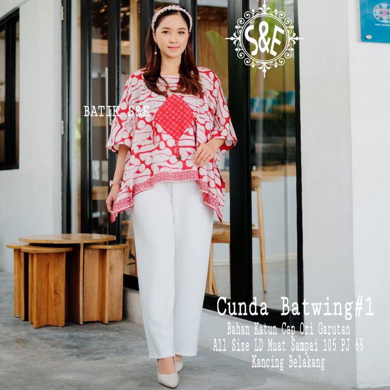 Jual Atasan batik kerja blus kantoran resmi warna merah putih ...