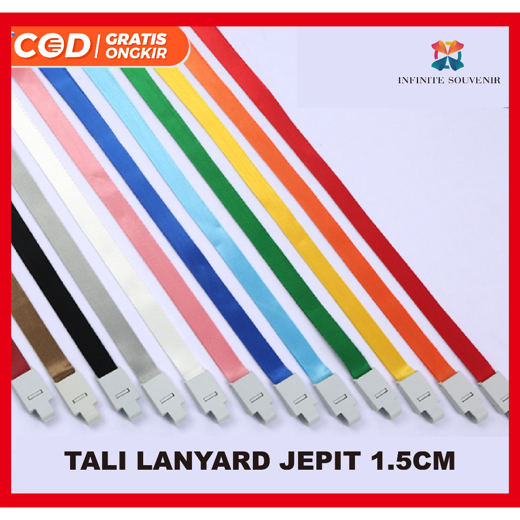 Jual Tali Lanyard Jepit Polos Berwarna Lebar 1.5 cm / Tali Id Card ...