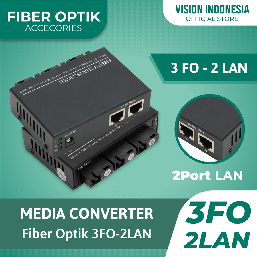 Jual MEDIA CONVERTER 3 PORT FO 2 PORT LAN SC 10/100 SWITCH FIBER OPTIC ...