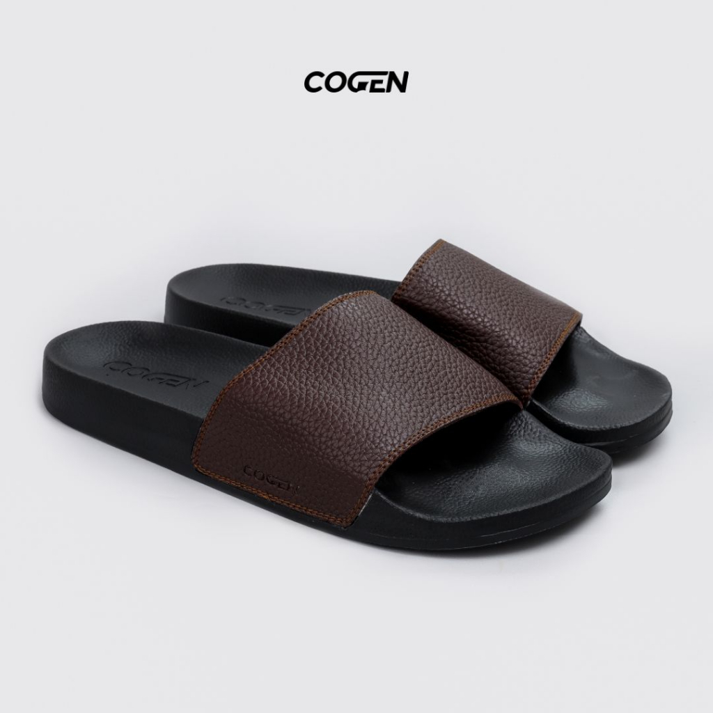 Jual Cogen Sendal Slop Pria Sandal Basic Slide Leather Rubber Premium ...