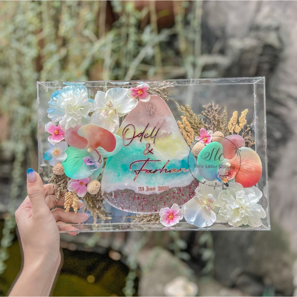 Jual MAHAR RAINBOW RESIN BOTANIQUE TETES AIR 40x50cm Mahar Pernikahan ...