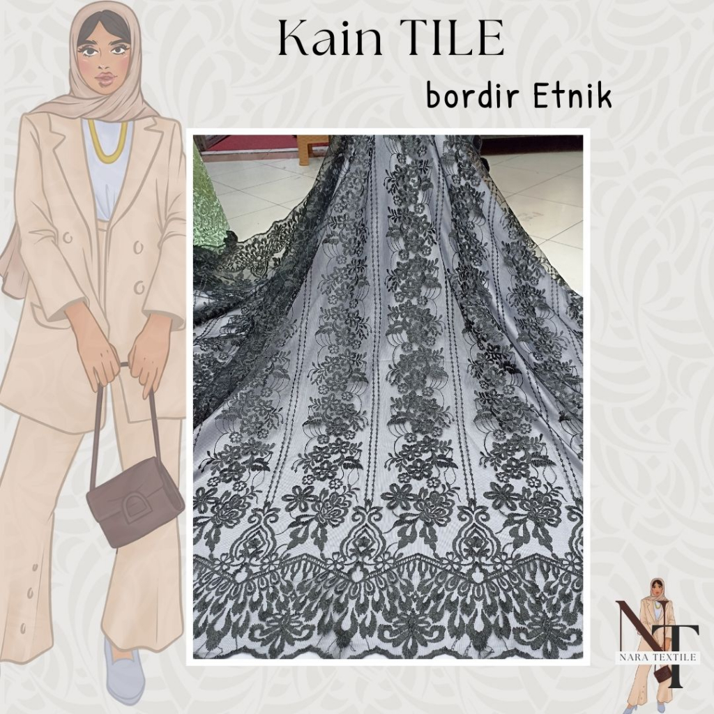 Jual Kain Brokat Tile Motif Etnic Kain Kebaya Brokat,Kain tulle bordir ...