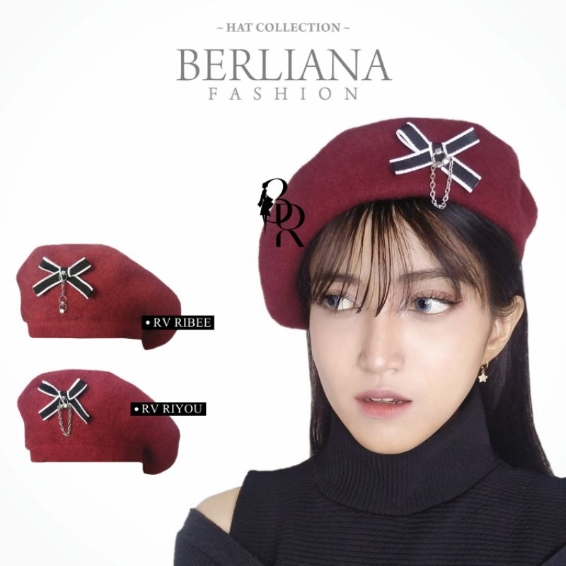 Jual BARET HAT RED VELVET WITH RIBBON - TOPI KOREA | Shopee Indonesia