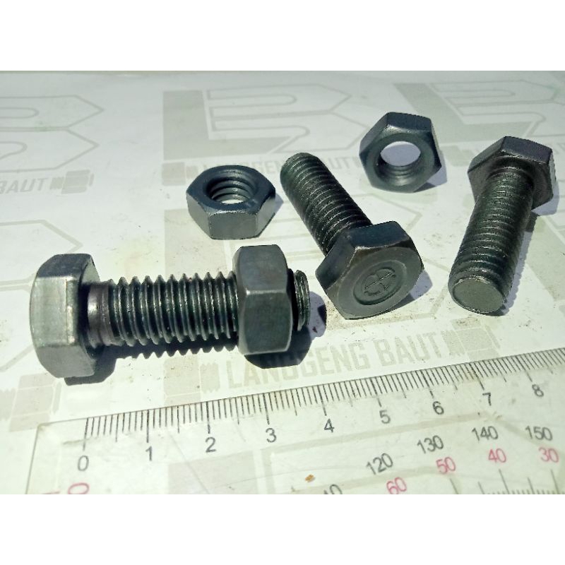 Jual Mur Baut NC 1/2 x 1 1/2 / Kunci 19 Panjang 4 cm Hitam | Shopee ...