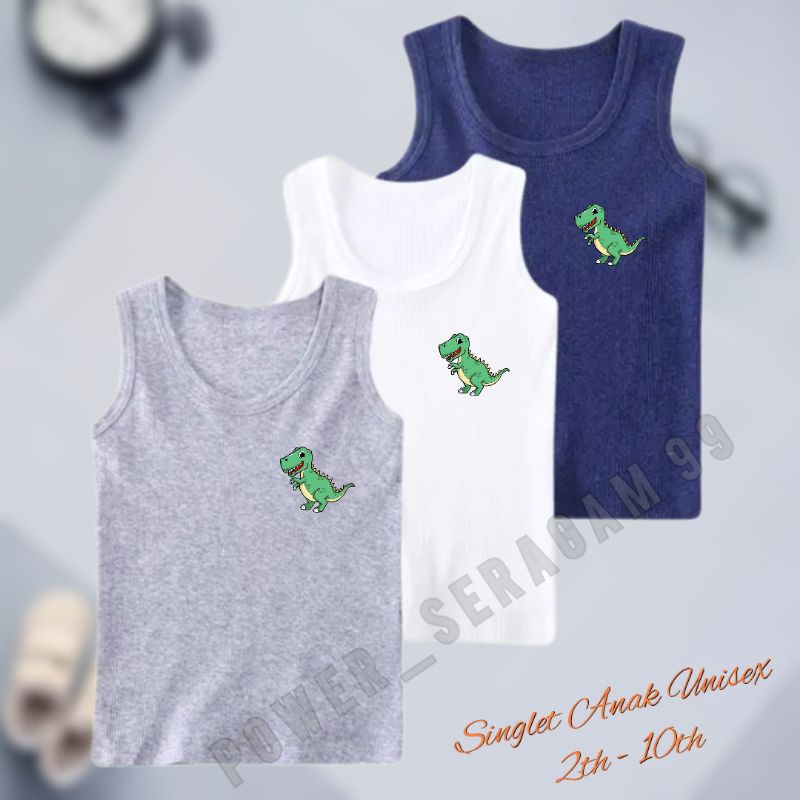 Jual Singlet Cotton Anak Dino Unisex 2-10 Tahun / Singlet Distro Anak ...