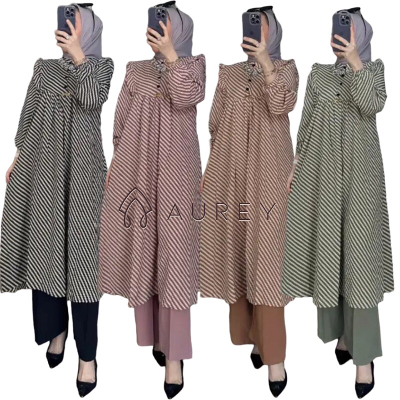 Jual oneset ghina daily crinkle airflow oneset long tunik wanita ...