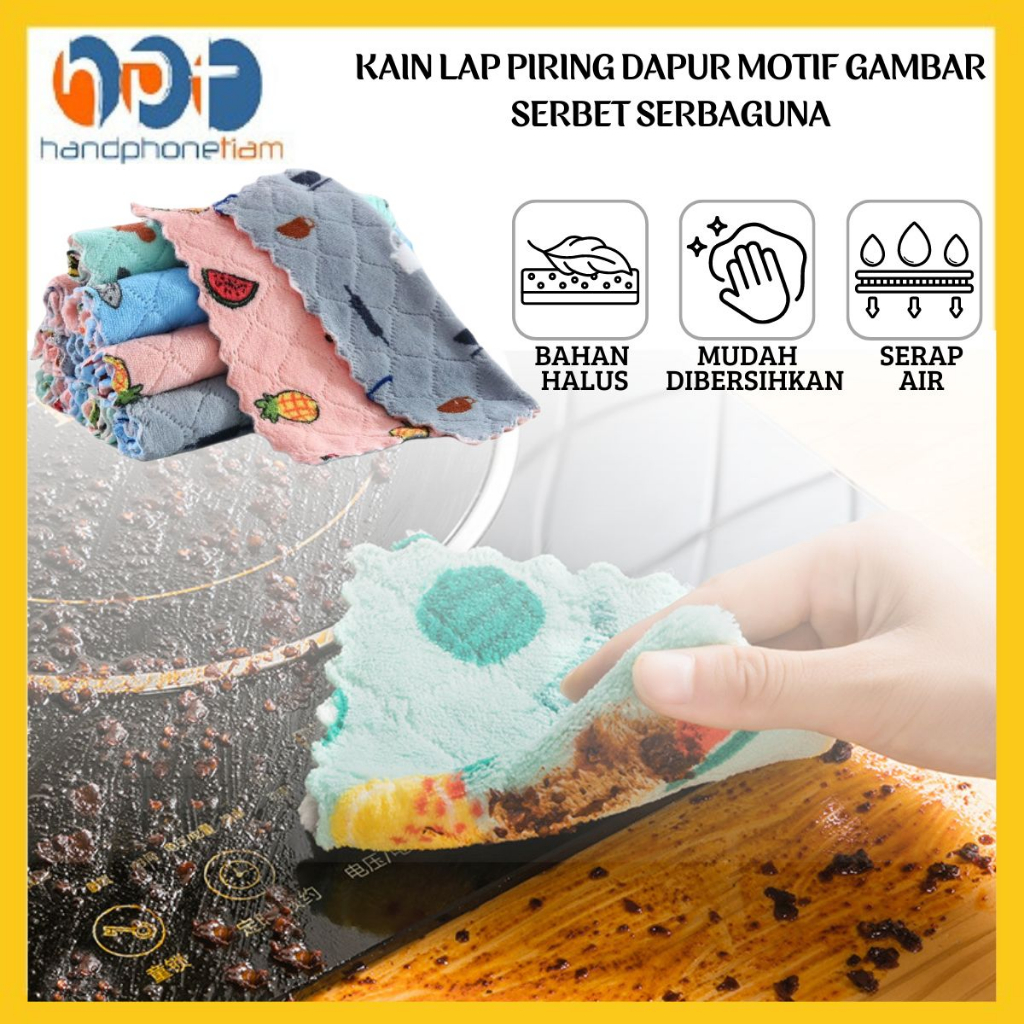 Jual Kain Lap Minyak 25x25 Motif Gambar Lucu Dish Towel Microfiber ...
